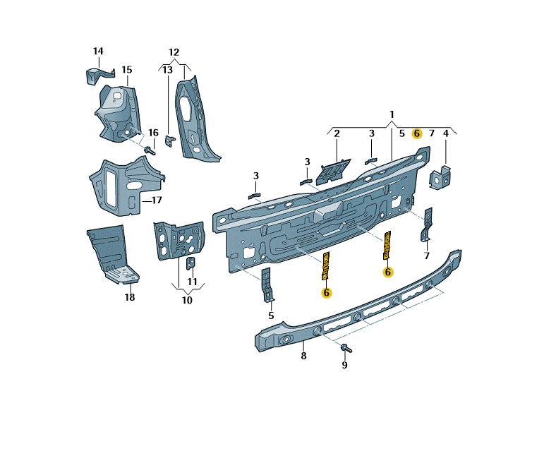 Rear bumper bar center bracket VW T-Roc 2018- | 2GA813745 | VAG247.com ...