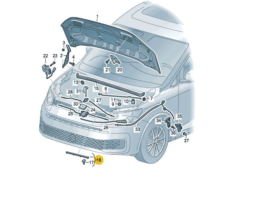 Uszczelka maski przedniej w pasie przednim VW Caddy 2021- | 2K7823707 ...