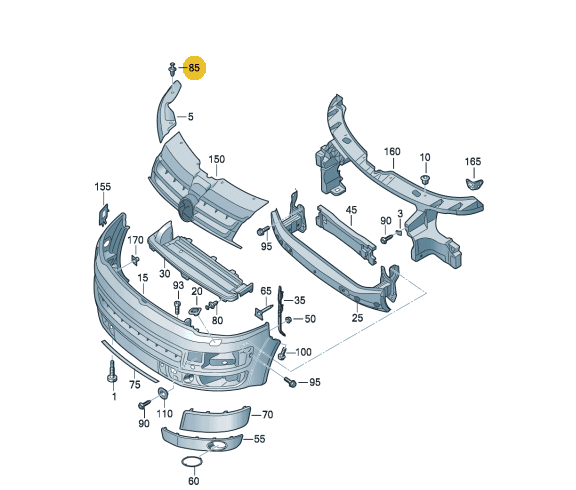 Right front headlamp top cover VW T5 FL 2010-2015 | 7E08055839B9 ...