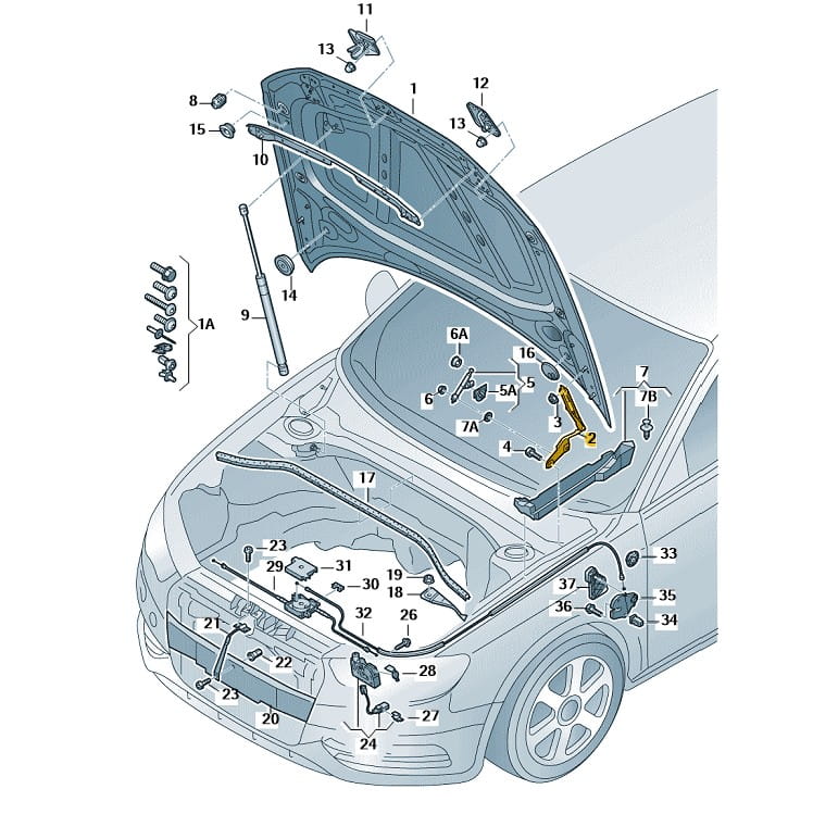 Bonnet hinge right Audi A3 8V 2013-2020 8V0823302F | 8V0823302F ...