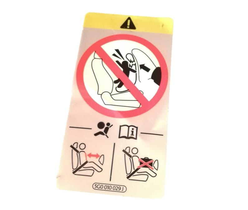 B post Airbag info label sticker | 5G0010029J | VAG247.com VW Audi Seat ...