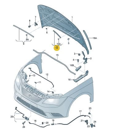 Bonnet side seal gasket Seat Leon 2013-2020 | 5F0823707B5AP | VAG247 ...