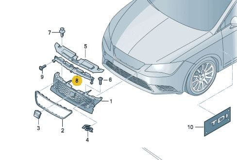 Grille support Seat Leon III 2013-2020 | 5F0853692 | VAG247.com VW Audi ...