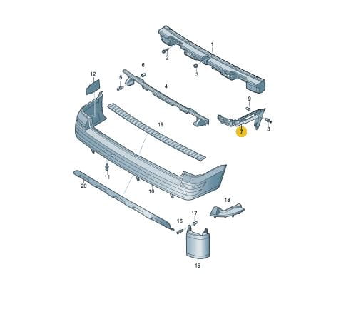 Rear bumper support bracket VW T6 | 7E0807393C 7E0807394C | VAG247.com ...