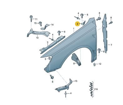 Front fender bracket support Audi A3 2013-2020 | 8V0821471A 8V0821472A ...