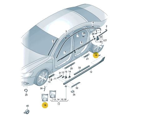 Naklejka ochronna pianka taśma mocowania progu Audi A6 C7 A7 2011-2018 ...