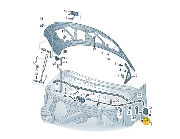 Bonnet release handle bracket VW T5 T6 | 7H1823633B | VAG247.com VW ...