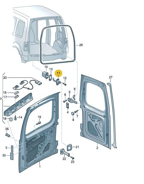 Rear panel door catch stop mounting VW CADDY 2004-2020 | 2K5827455 ...