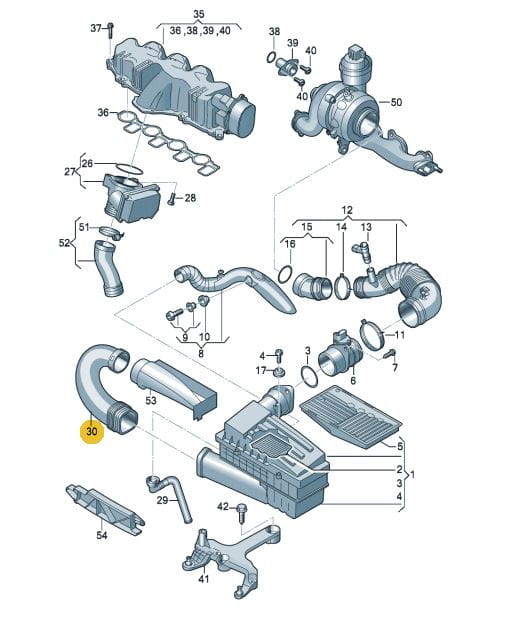 Air intake duct pipe tube Audi Q3 2.0 TDI | 8U0129618D | VAG247.com VW ...