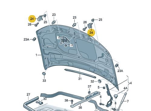 Bonnet Lock bar Audi A8 D3 2002-2010 | 4E0823197A | VAG247.com VW Audi ...