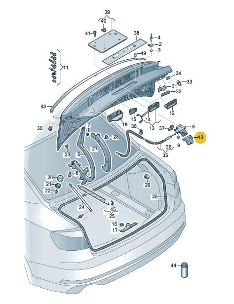 Osłona zamka klapy tylnej Audi A4 B9 sedan | 8W58275209B9 | VAG247.com ...