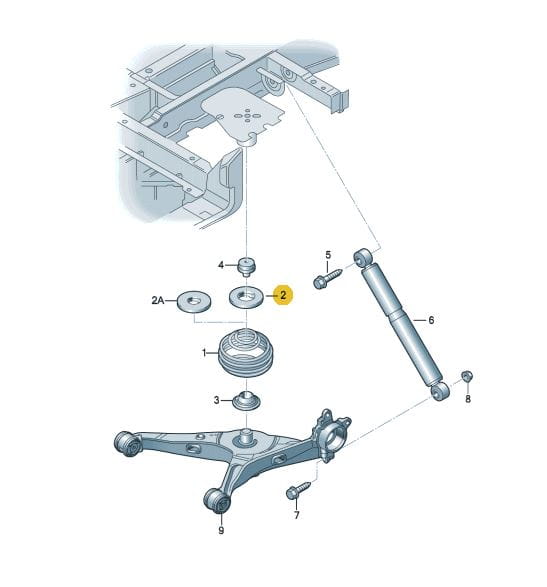 Upper rear suspension spring plate VW T5 T6 | 7H0511149C | VAG247.com ...
