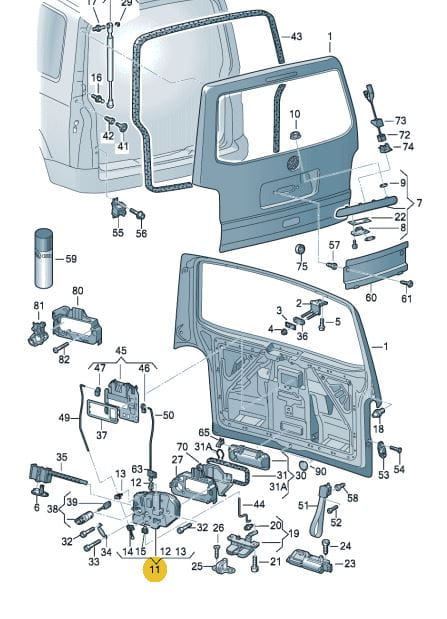 Rear trunk boot carrier lock mechanism VW T5 2004-2010 | 7H0827426AA ...