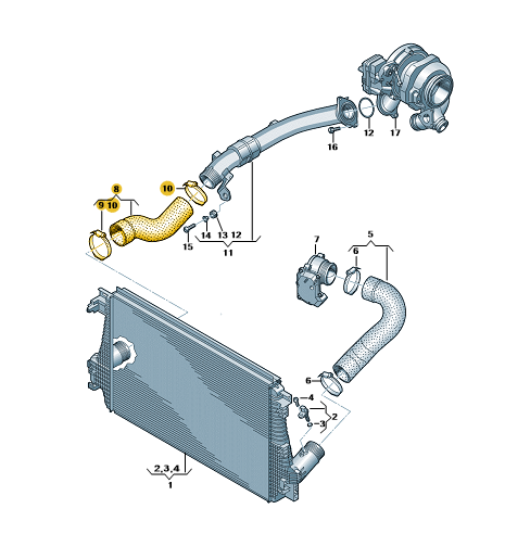 Intercooler presure hose 3.0 TDI VW Amarok 2016- | 2H6145980A | VAG247 ...