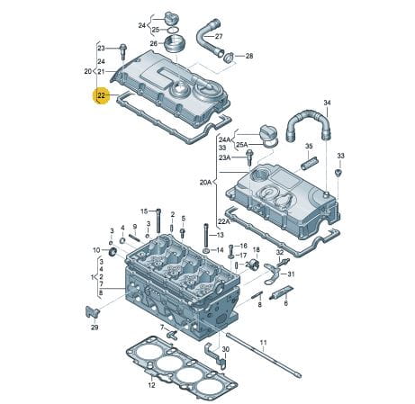 Valve cover gasket 2.0 TDI AZV BKD VW SEAT SKODA AUDI | 03G103483 ...