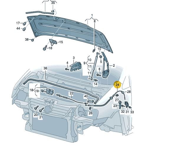Lid lock cable - rear VW Caddy Touran 2011-2015 | 1T0823535F | VAG247 ...