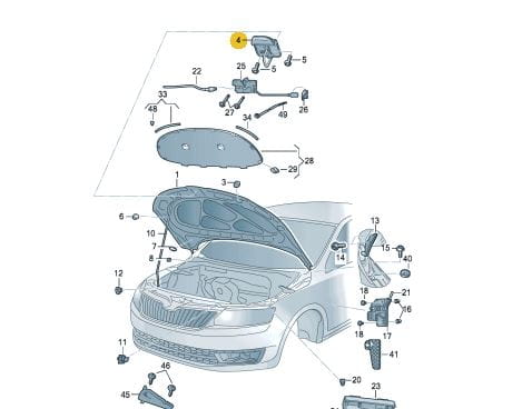 Bonnet latch lock SKODA OCTAVIA III FL 2017-2020 | 5E0823186E | VAG247 ...