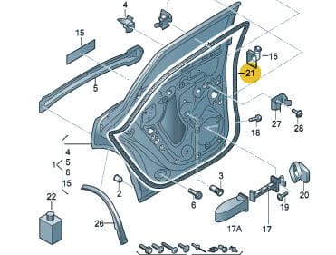 Rear door outer seal Audi Q5 2009-2017 | 8R0839911L 8R0839912L | VAG247 ...